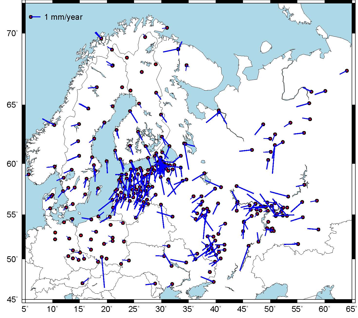 Скорости ГНСС-станций
